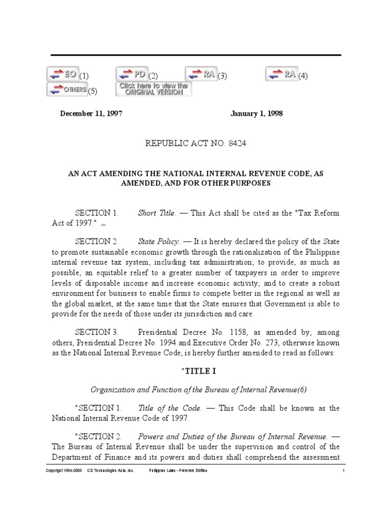 NIRC As Amended | PDF | Internal Revenue Service | Taxes