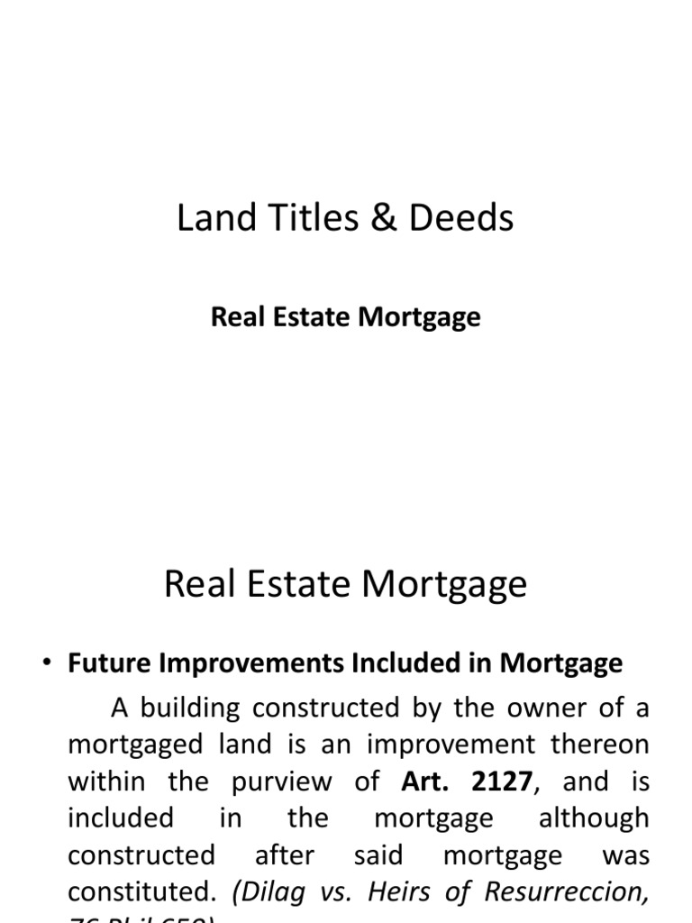 Land Titles & Deeds | PDF | Mortgage Law | Assignment (Law)