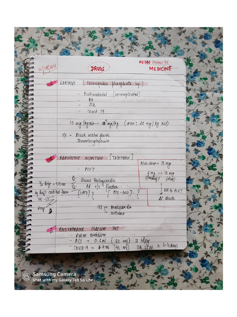 Med Drugs Avon Sir Notes | PDF