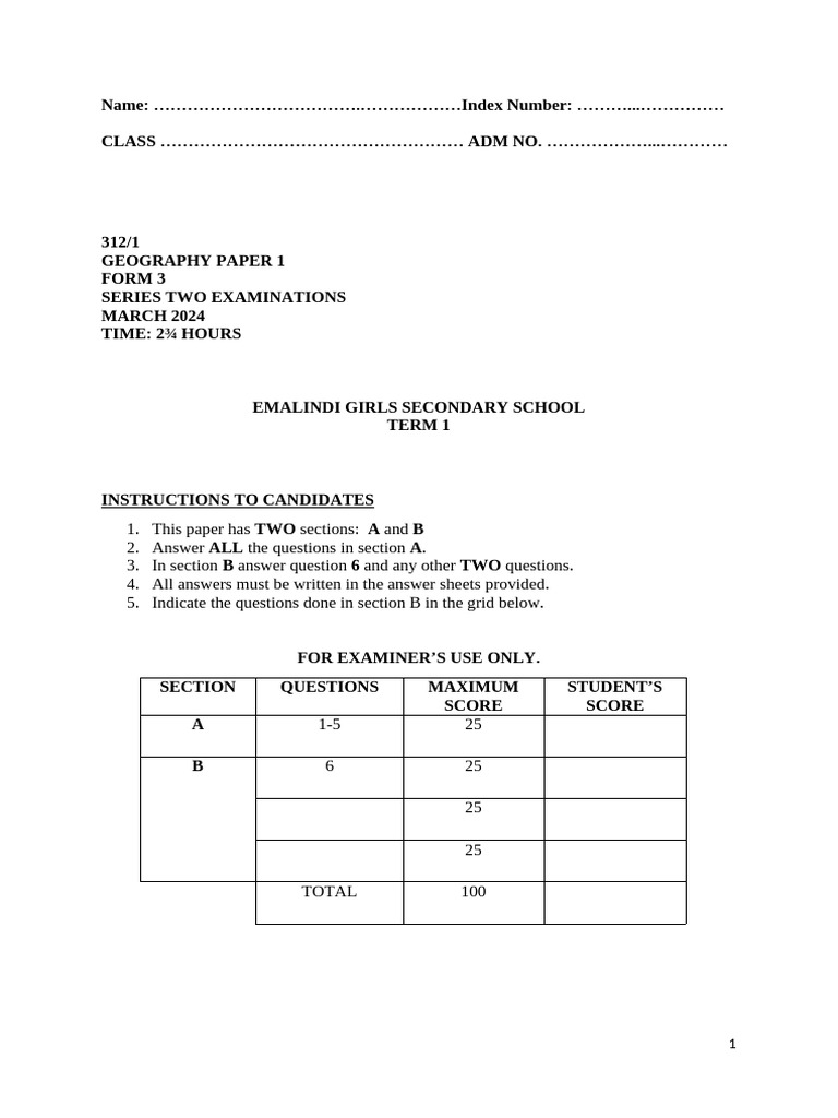 Sseries 2 Geography Form 3 | PDF | Vegetation | Landslide