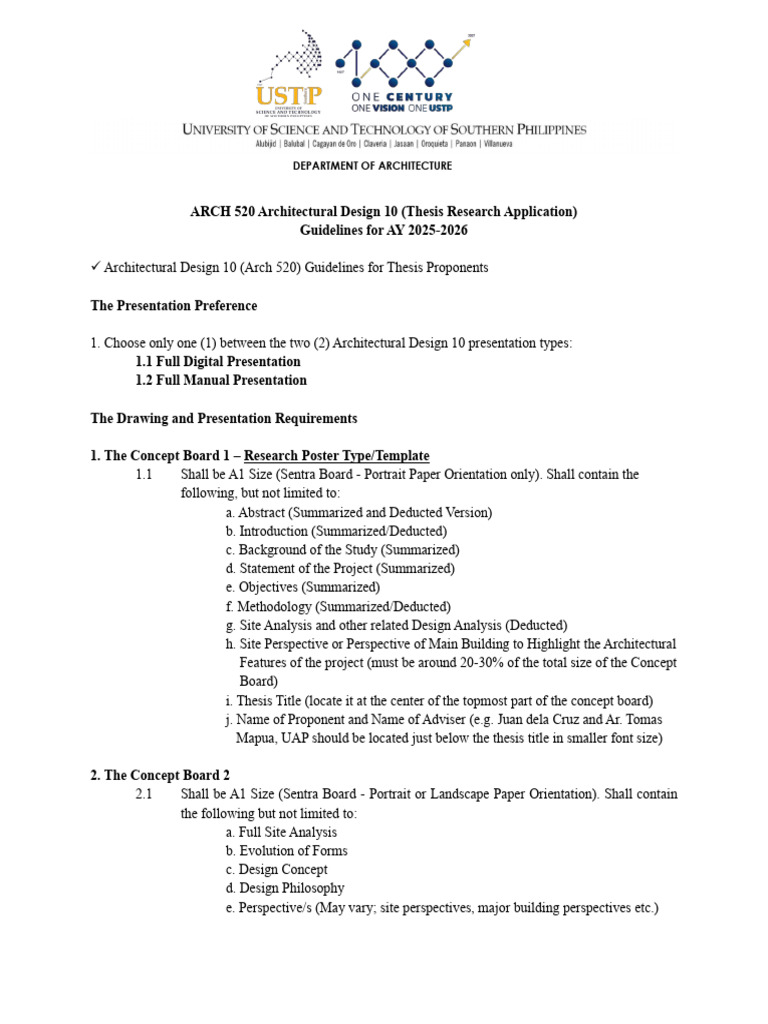 Guidelines ARCH 520 Architectural Design 10 | PDF | Thesis