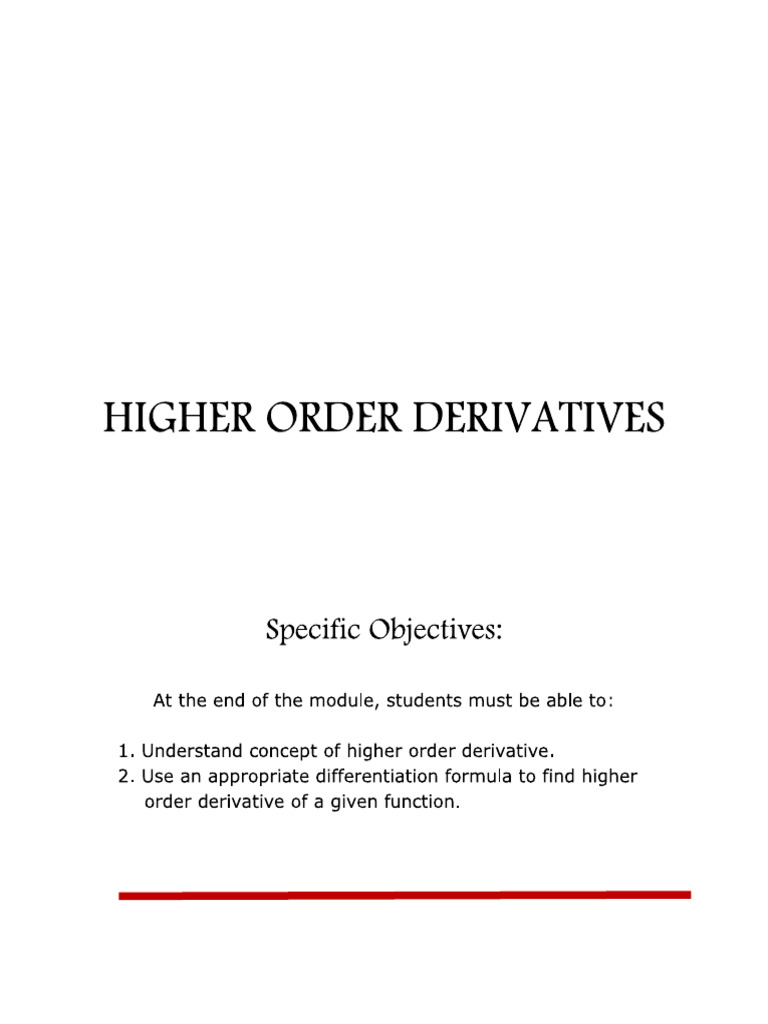 Higher Order Derivative | PDF