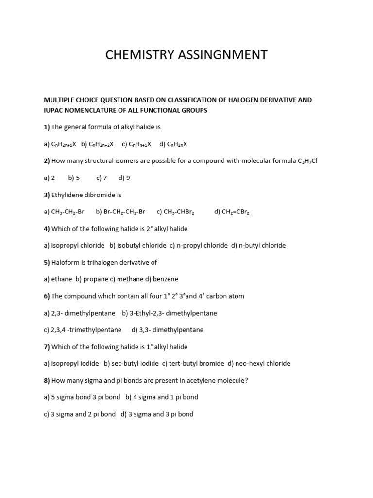 Chemistry Classification of Halogen Derivative and IUPAC Nomenclature ...