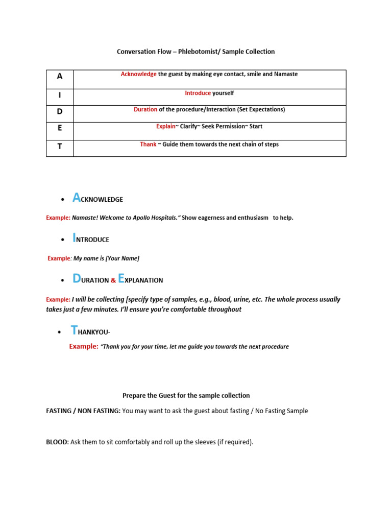Sample Collection - Conversation Flow | PDF