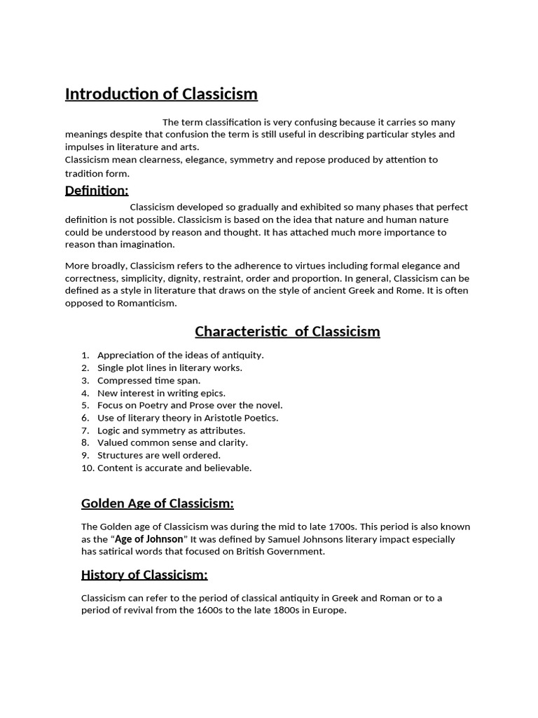 Classism, Modernism, Romanticism Full Notes | PDF | Romanticism ...