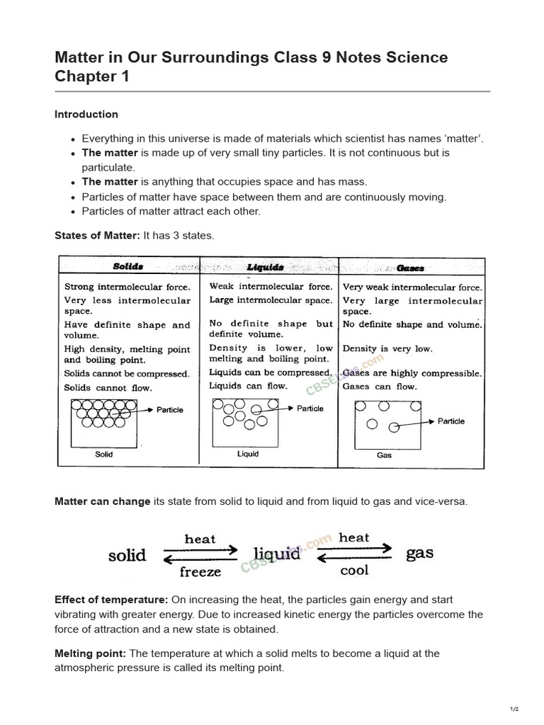 CH 1 Matter in Our Surroundings | PDF