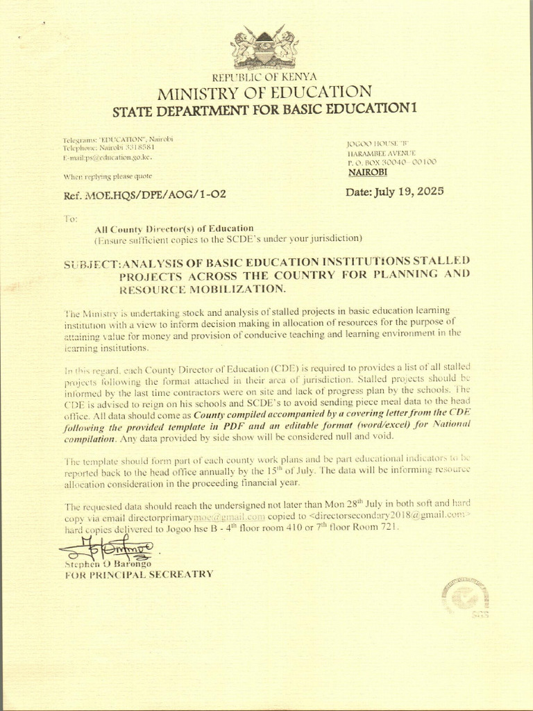 Analysis of Basic Education Institutions Stalled Projects | PDF