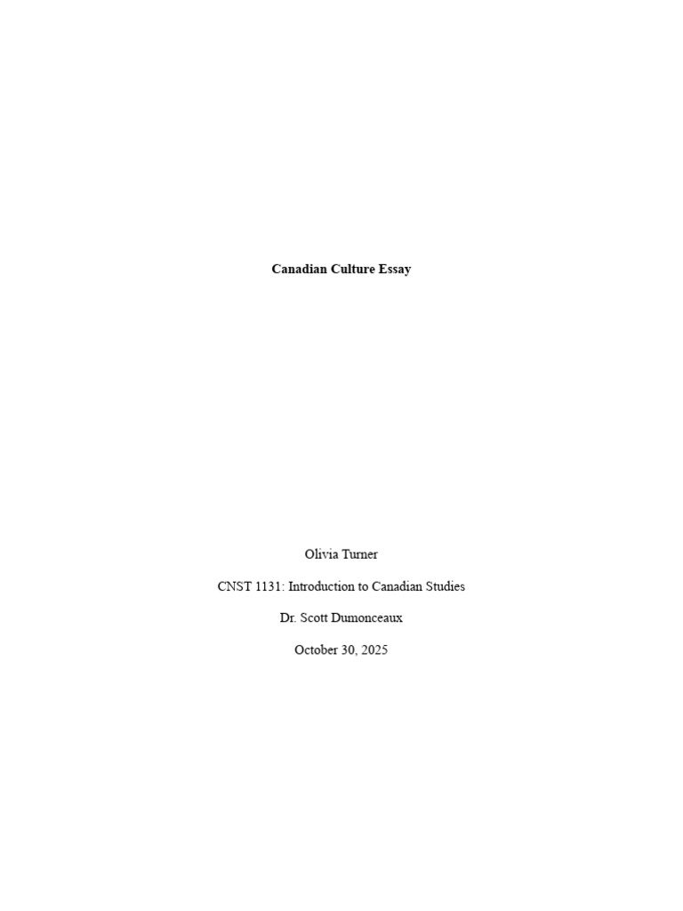 Canadian Culture Essay | PDF | Gender | Gender Studies