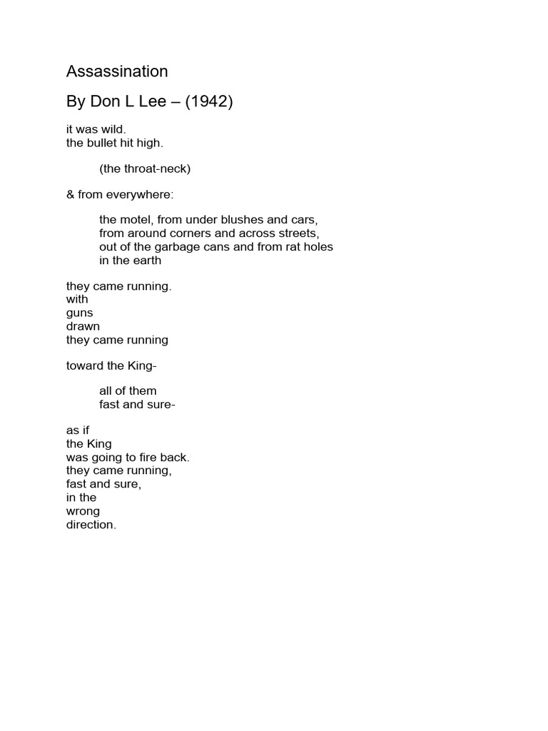 Assassination - Don L Lee Poem | PDF