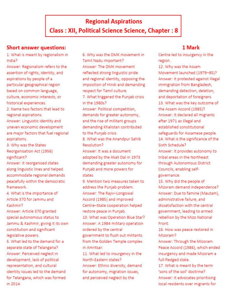 Regional Aspirations | PDF