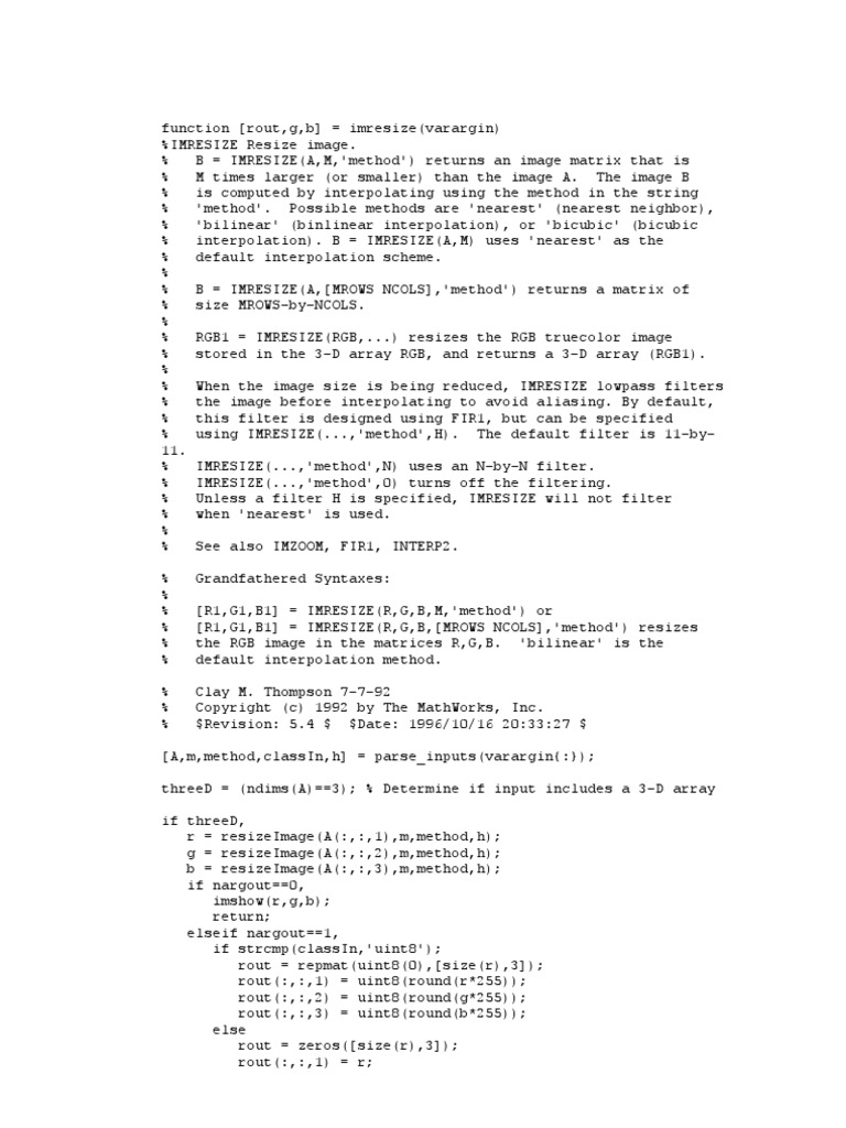 Imresize (Dot) M | PDF | Linear Algebra | Digital Signal Processing