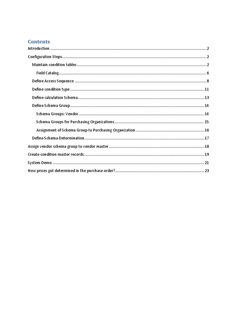 Calculation Schema For Purchase Orders | PDF | Database Schema | Sequence