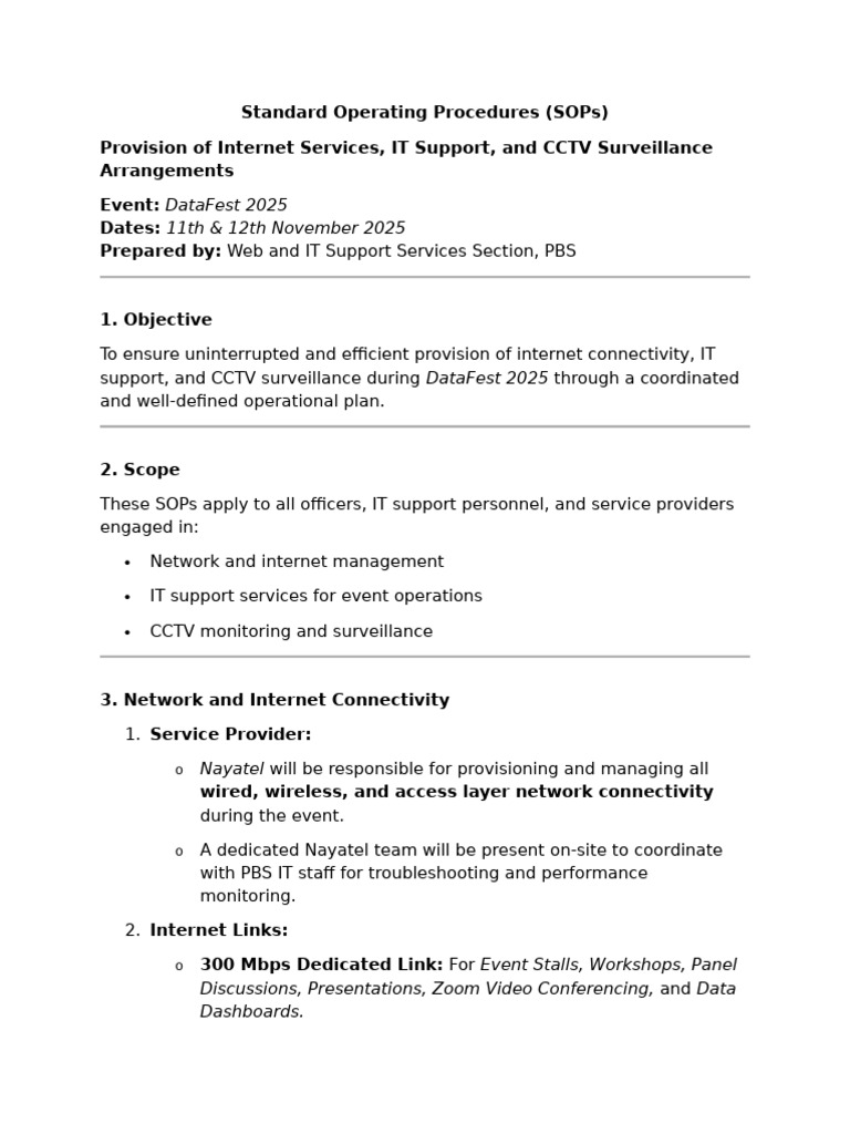 Standard Operating Procedures | PDF | Closed Circuit Television ...