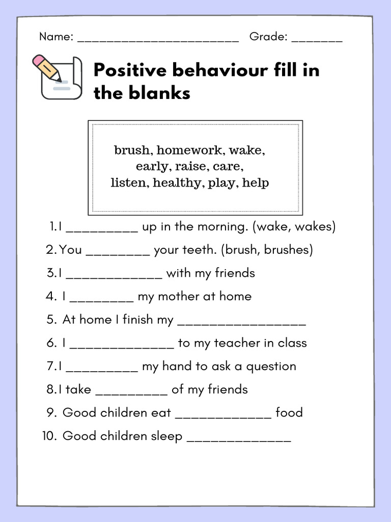 Daily Routines Fill in The Blanks Writing Activity Worksheet | PDF