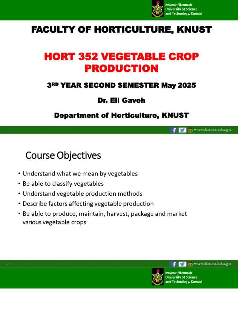 Hort 352 Vegetable 2025 | PDF | Fertilizer | Vegetables