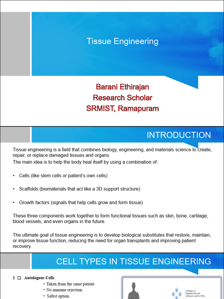 Tissue Engineering and Cell Types | PDF | Stem Cell | Tissue Engineering