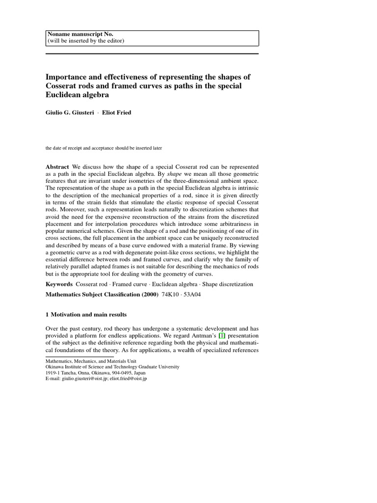 Importance and Effectiveness of Representing The Shapes of Cosserat ...