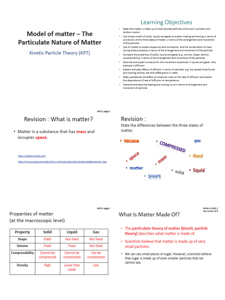 03 Particulate Model of Matter | PDF | Gases | Liquids