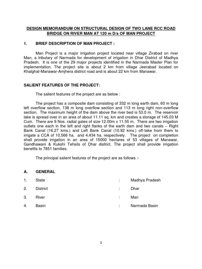 Write Up For Man Dam Design Memo | PDF | Dam | Reinforced Concrete