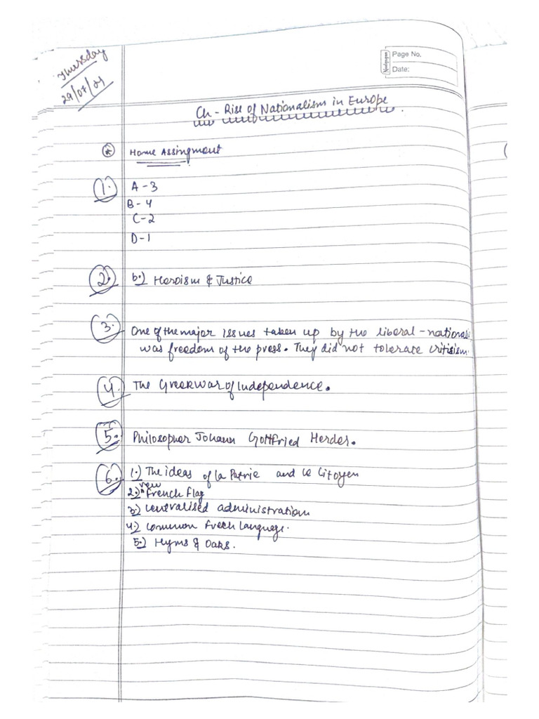 Stuti Tyagi - Nationalism in Europe - Home Assignment | PDF