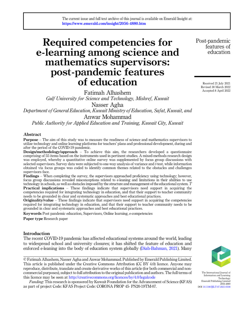 Required Competencies For E-Learning | PDF | Survey Methodology ...