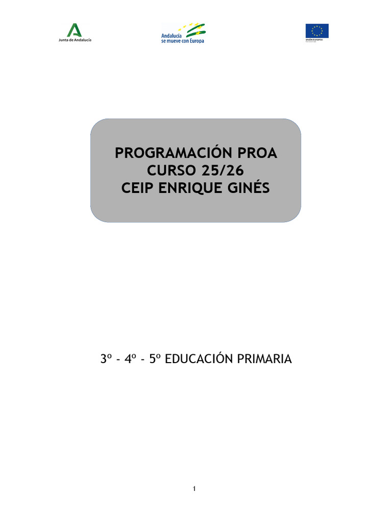 Proa Primaria 2025-26 | PDF | Educación primaria | Enseñando