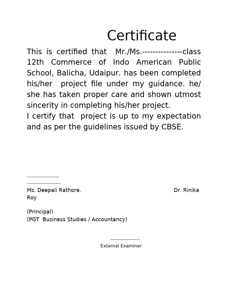 Project Certificate | PDF
