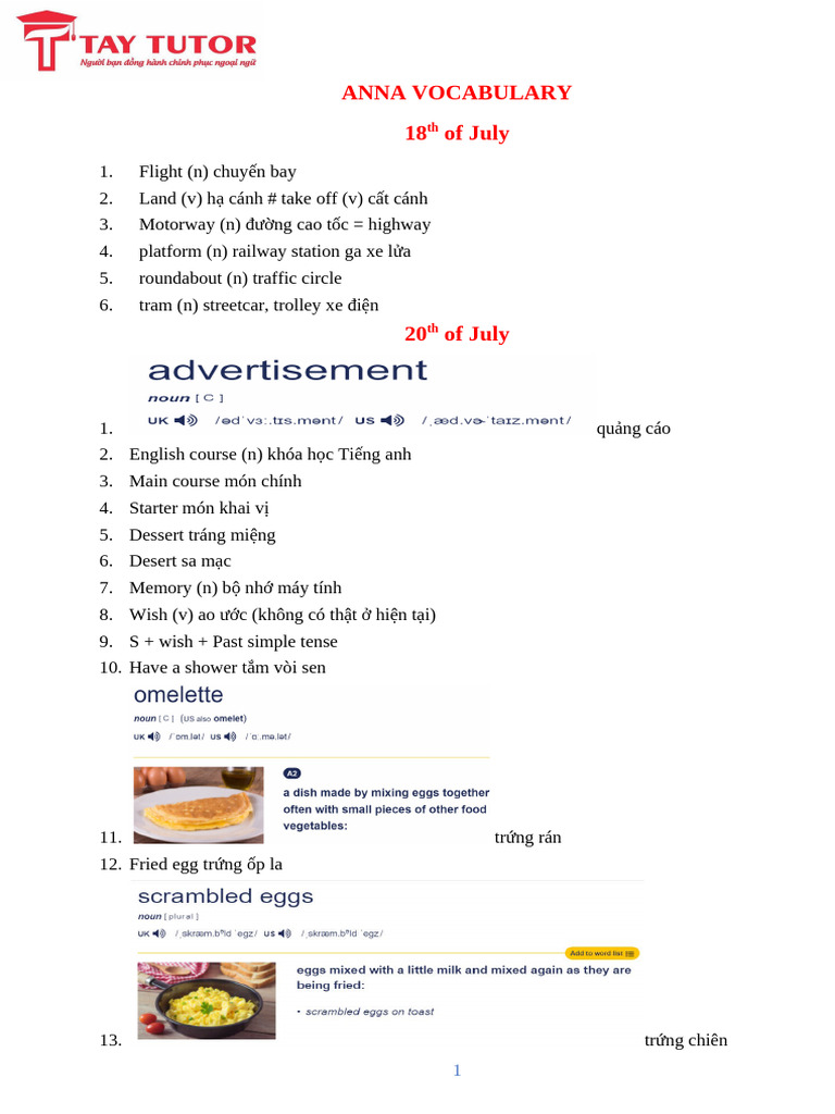 Anna Vocabulary | PDF