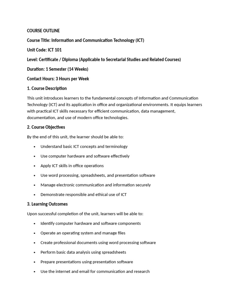 COURSE OUTLINE | PDF | Educational Technology | System