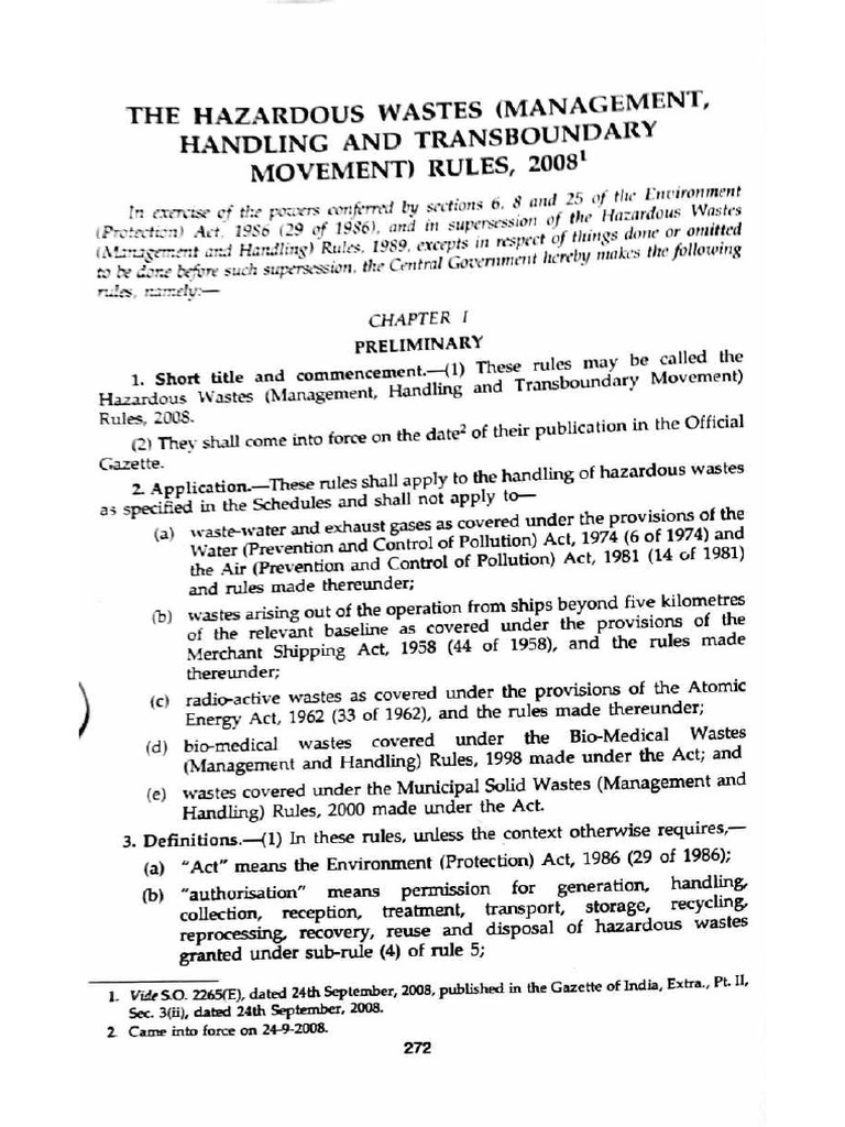 Hazardous Waste ( Management, Handling and Transboundary Movement ...