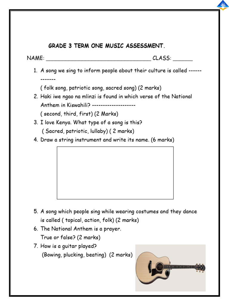 Grade 3 Music Term One Assessment | PDF