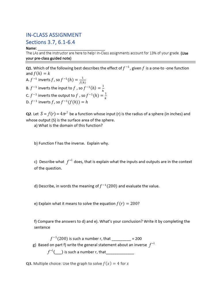Precalculus - Week4 - Functions and Their Inverses | PDF | Function ...