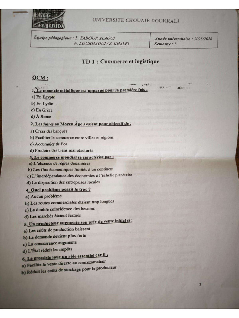 TD Commerce Et Logistique S3 | PDF