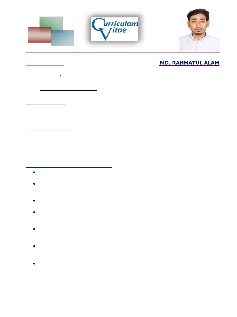 Rahmatul Curriculam Vitae | PDF | Logistics | Supply Chain