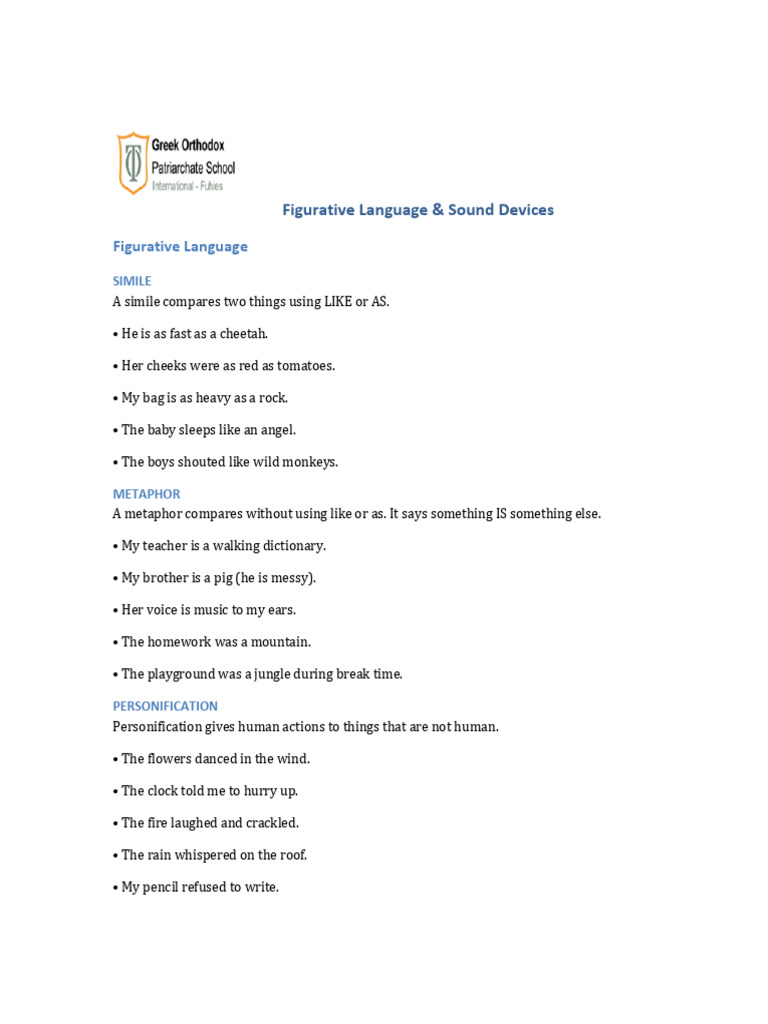Figurative Lang and Sound Devices | PDF | Poetry | Rhyme