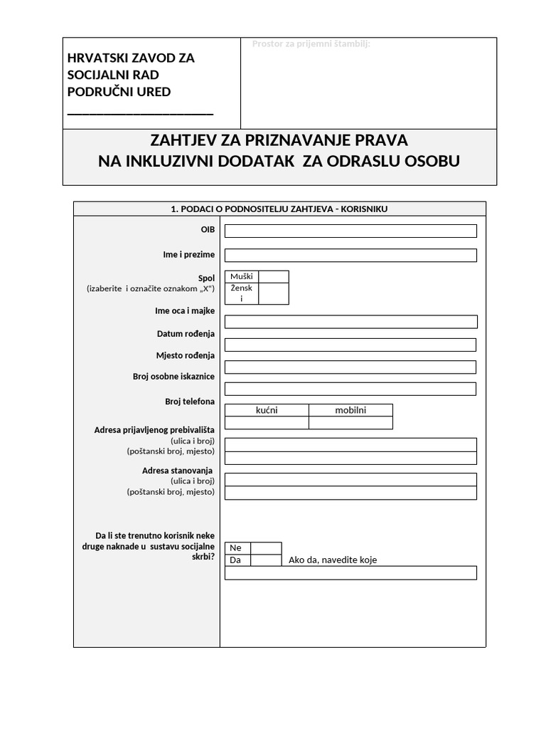 Obrazac Za Inkluzivni | PDF