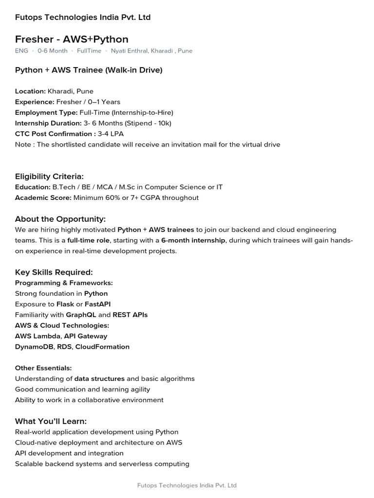 JD Aws+Python | PDF