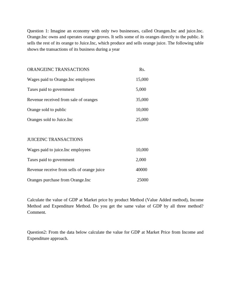 Practice Questions - National Income | PDF