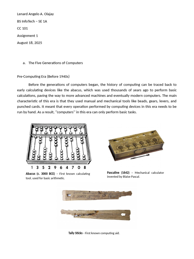 The Five Generations of Computers | PDF | Personal Computers | Computer ...