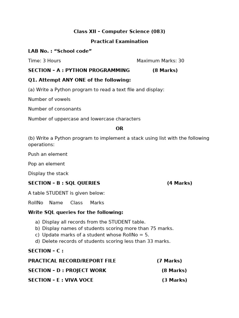 XII Practical Paper | PDF