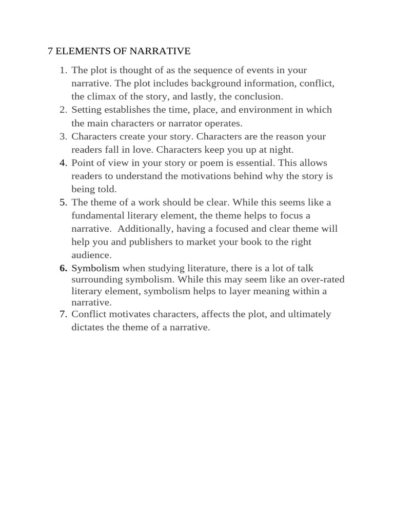 7 Elements of Narrative | PDF