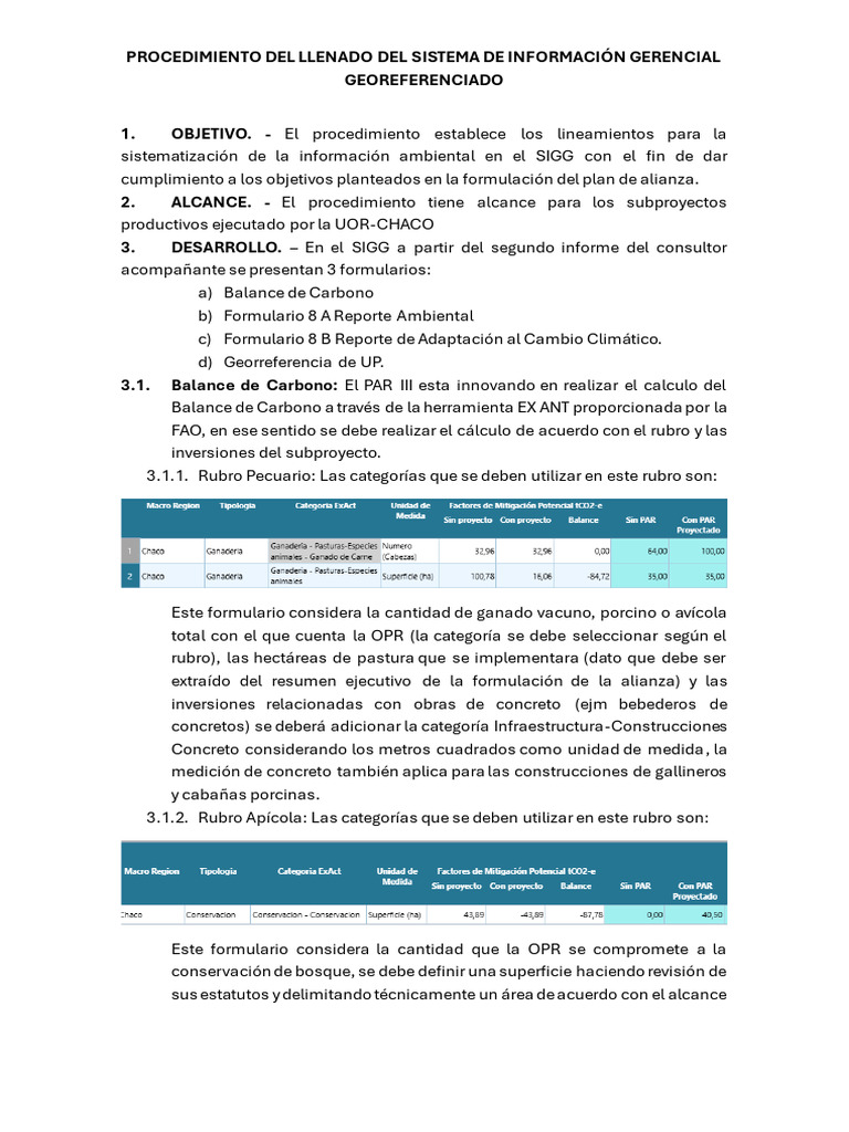 Procedimiento de Llenado Del Sigg | PDF