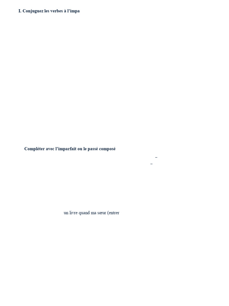 Imparfait - Passé Composé Exercice | PDF