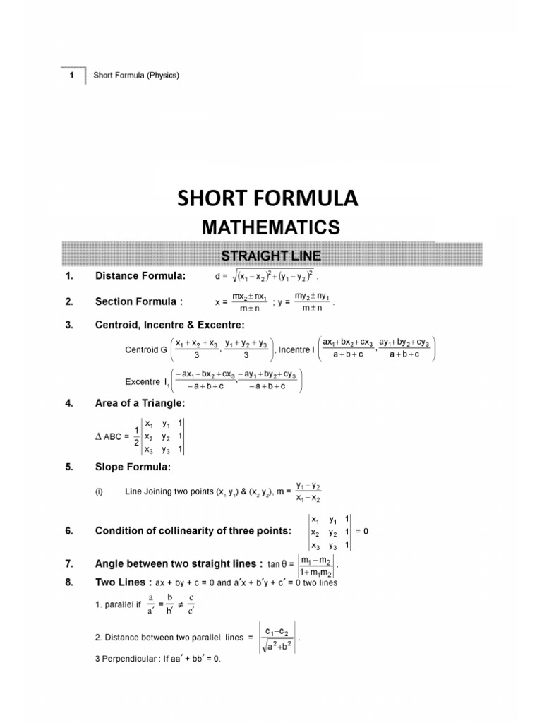 Maths Formula Sheet For JEE - NEET - GUJCET | PDF