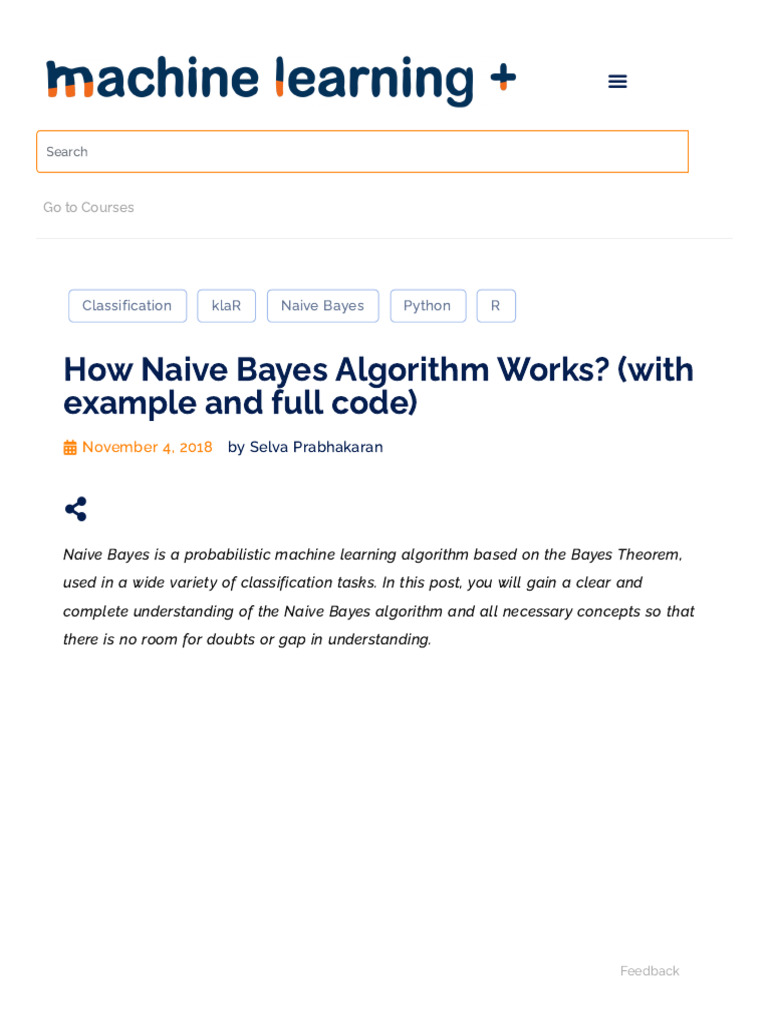 How Naive Bayes Algorithm Works - (With Example and Full Code) - ML+ ...