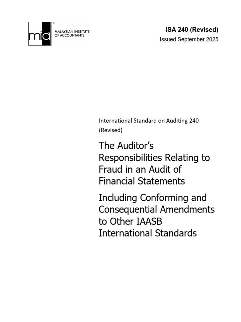 ISA 240 Revised | PDF | Audit | Internal Control