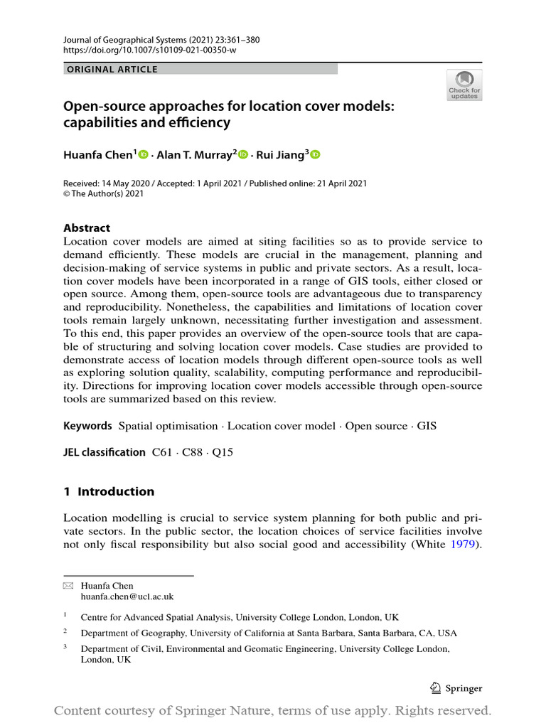Open-Source Approaches For Location Cover Models C | PDF | Geographic ...