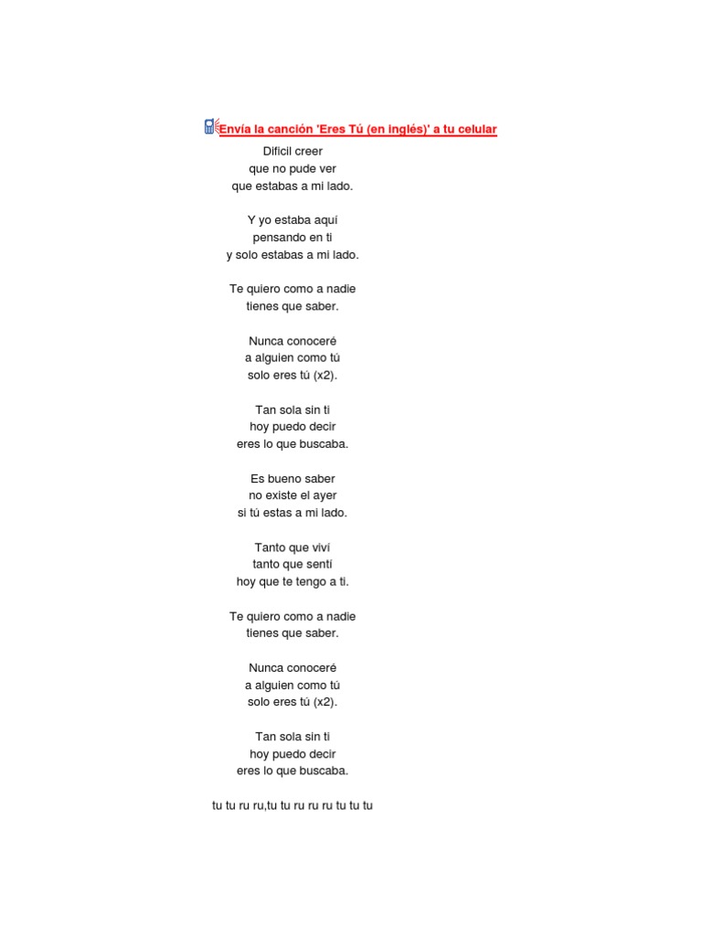 'Eres Tú' Lyrics - High School Musical | PDF | Art | Mystery, Thriller ...
