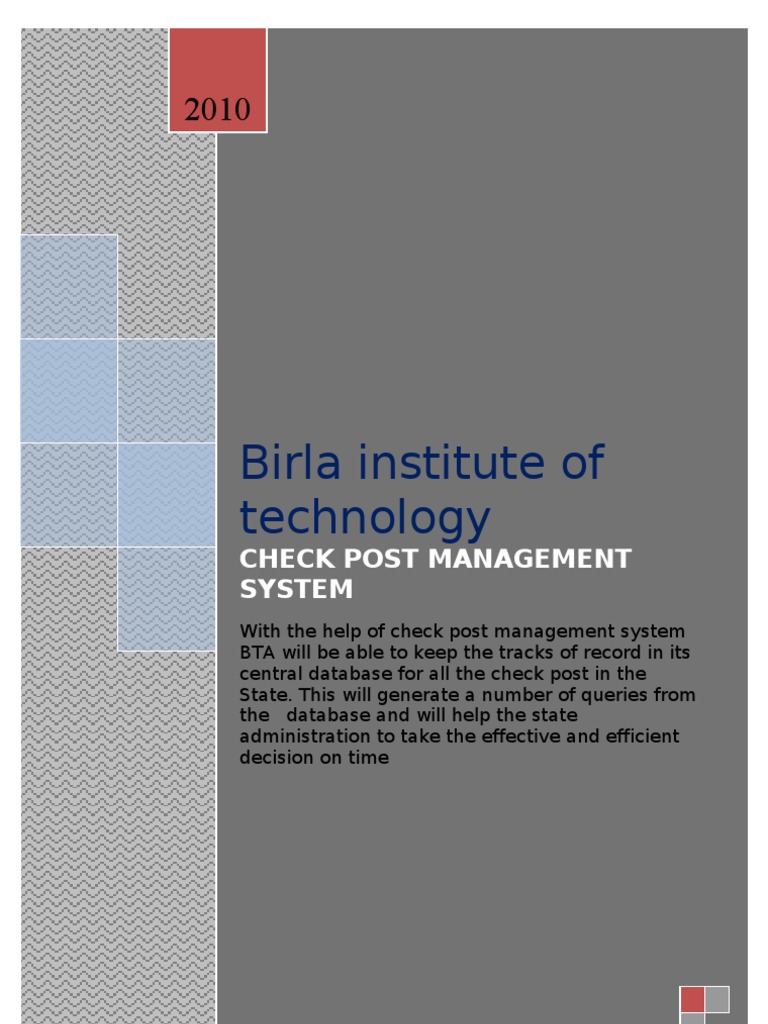 Checkpost Management System | PDF | Software | Software Development Process
