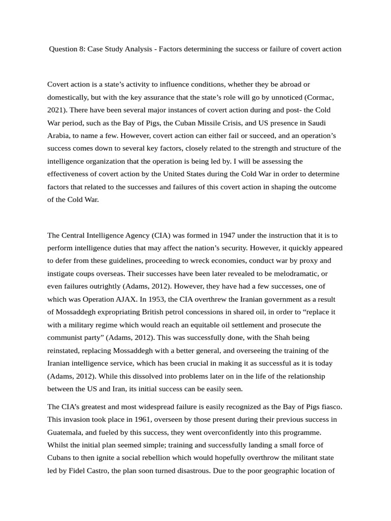 Case Study | PDF | Central Intelligence Agency | Fidel Castro